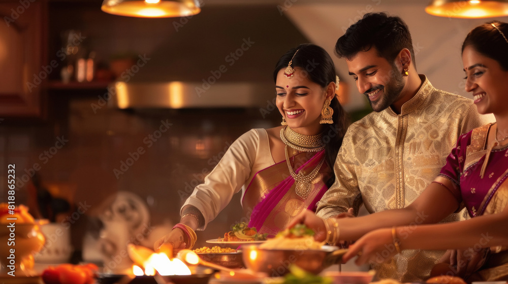 Young Indian couple cooking together in the kitchen Stock Photo | Adobe ...