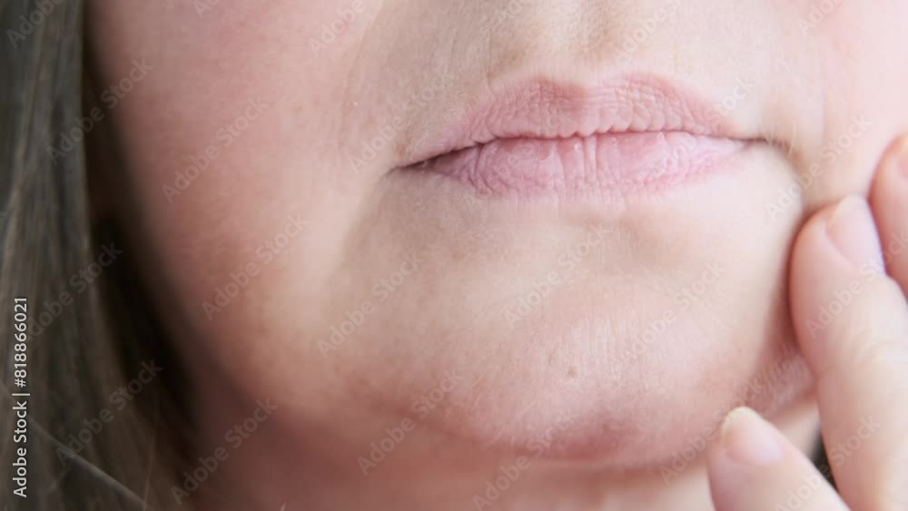 Video Stock close-up Female face with Jowls, double chin, Skin sagging ...