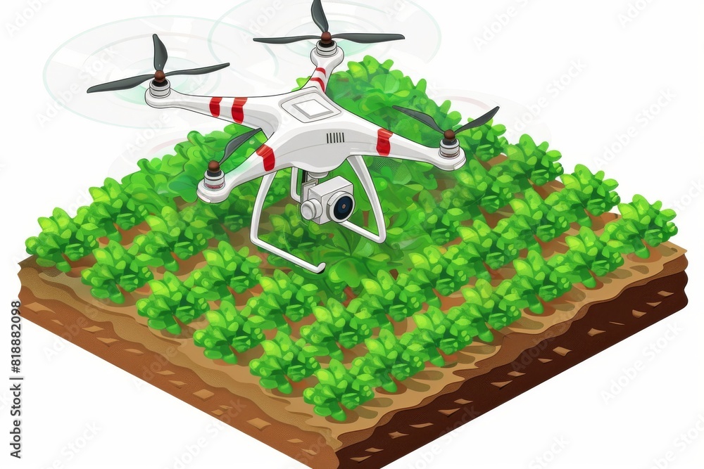 Drone crop management in small-scale farm layout with stock photo ...