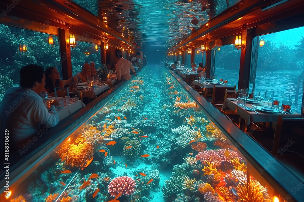 A romantic dinner cruise on a glass-bottom boat, offering a view of ...