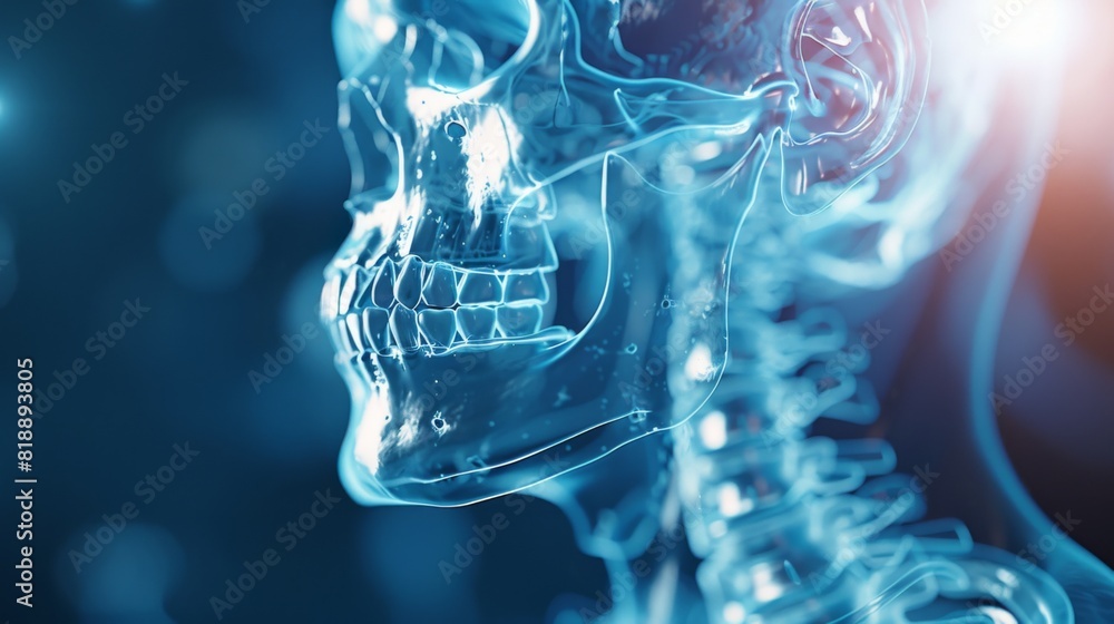 Intricate x-ray view of the skeletal system, highlighting the bones ...