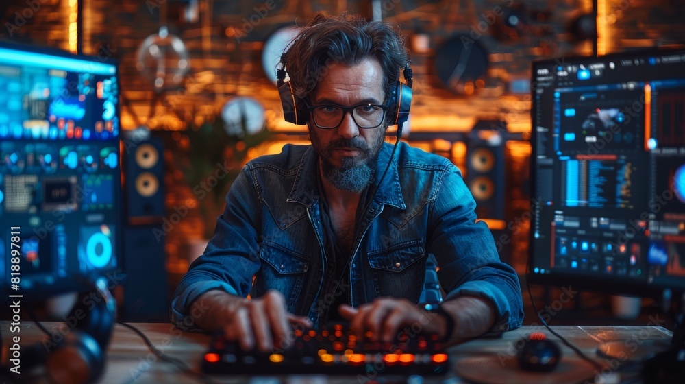 In a modern office setting with a minimalist aesthetic, a focused ...