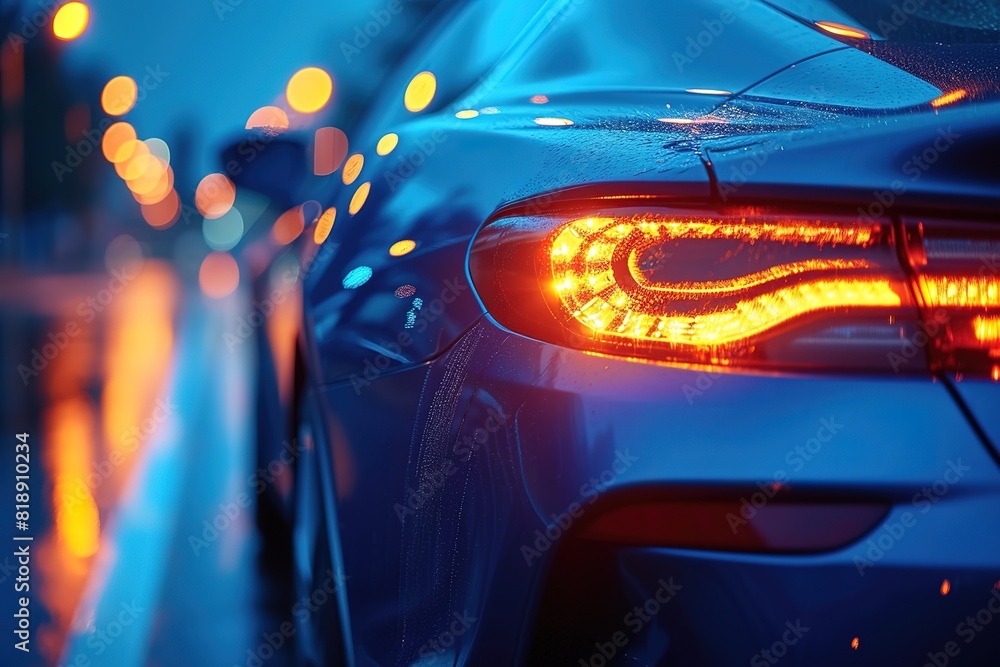 Car Headlight Beam at Night Close-up of a car's headlight beam at night ...