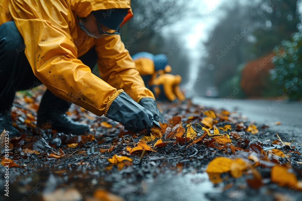 City Street Litter Cleanup Volunteers conducting a cleanup of litter on ...