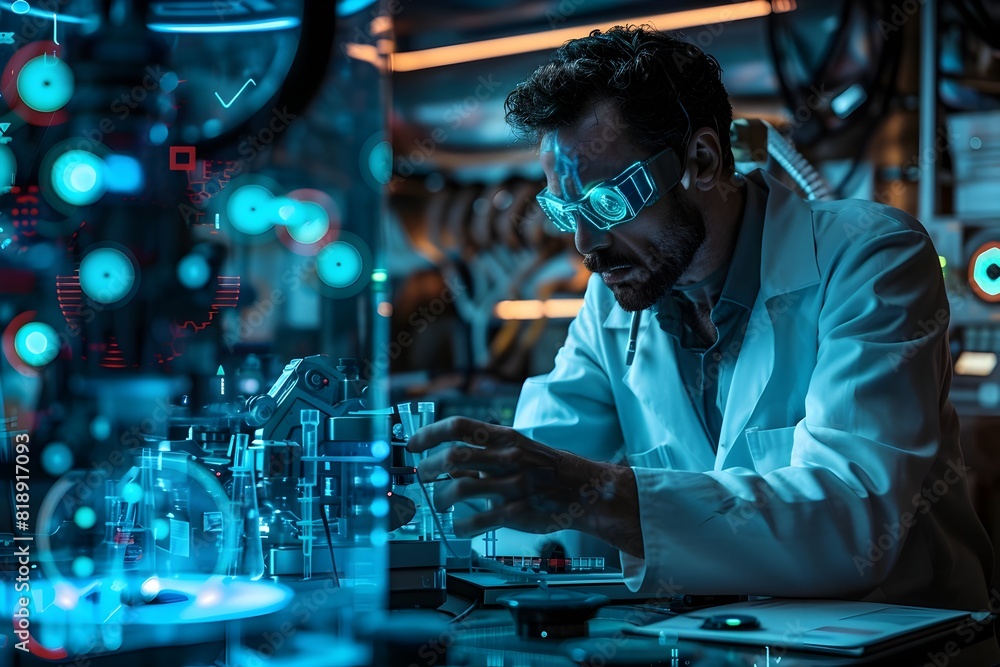 Autobot Scientist Conducting Futuristic Experiments with Holographic ...