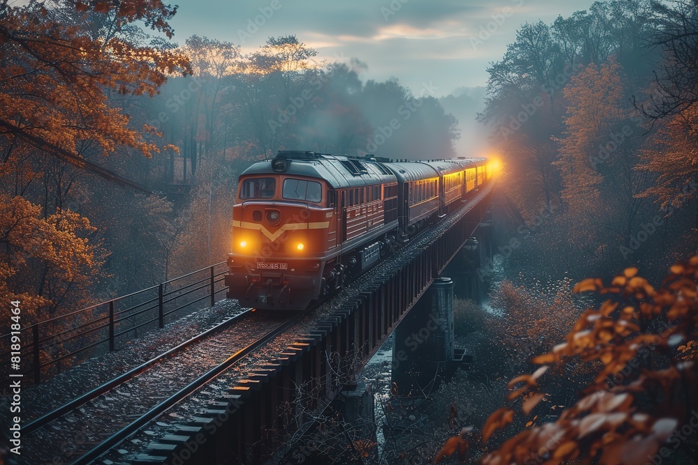 Freight Train Passing Over Railroad Bridge A freight train passing over ...