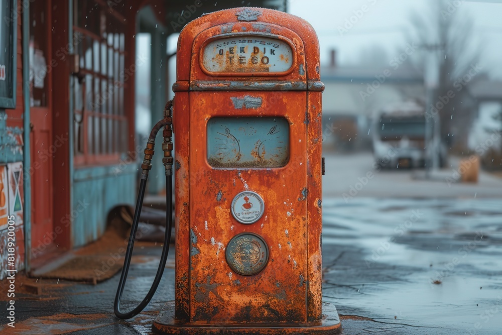Vintage Gas Pump Close-up Close-up of a vintage gas pump, evoking ...