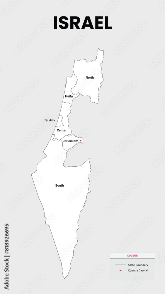 Israel Map. State and district map of Israel. Administrative map of ...
