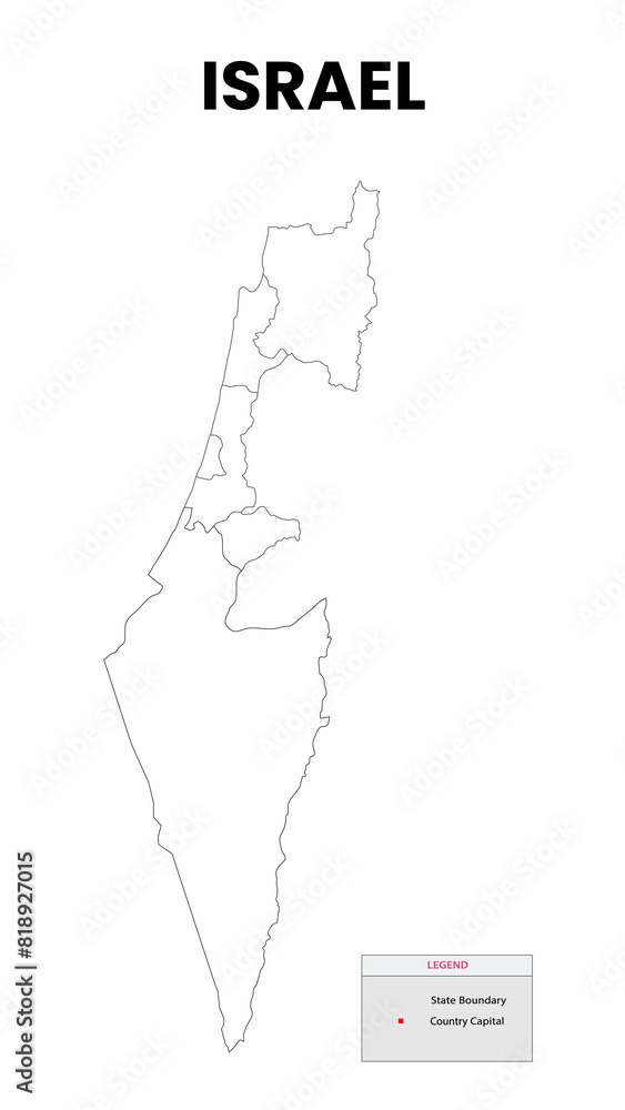 Israel Map. Outline state map of Israel. Political map of Israel with a ...