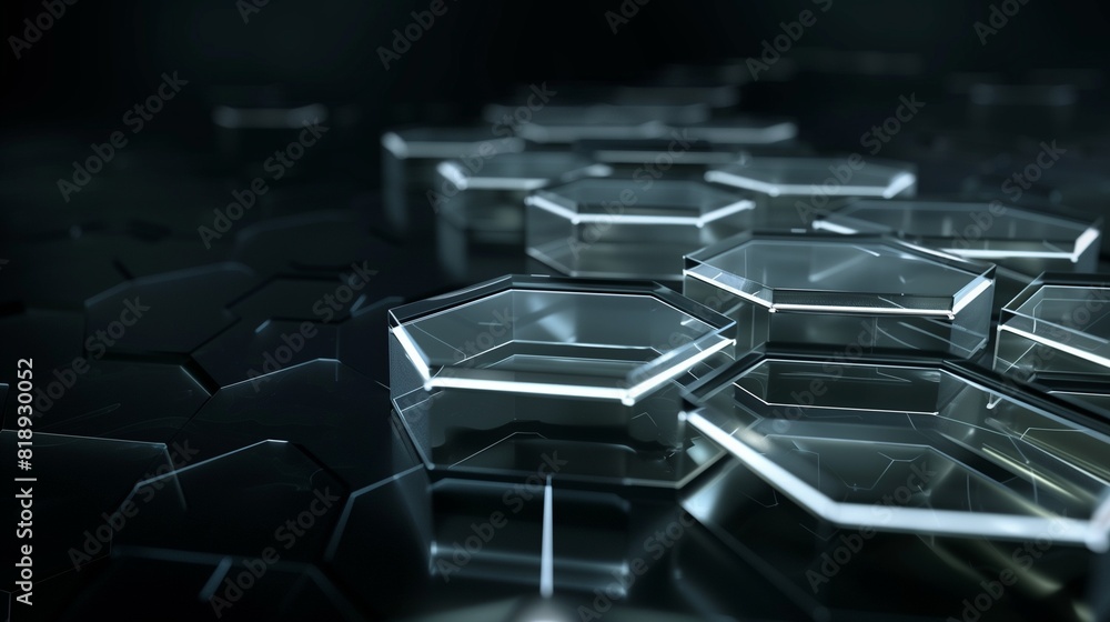A futuristic digital hexagon abstract background with transparent ...