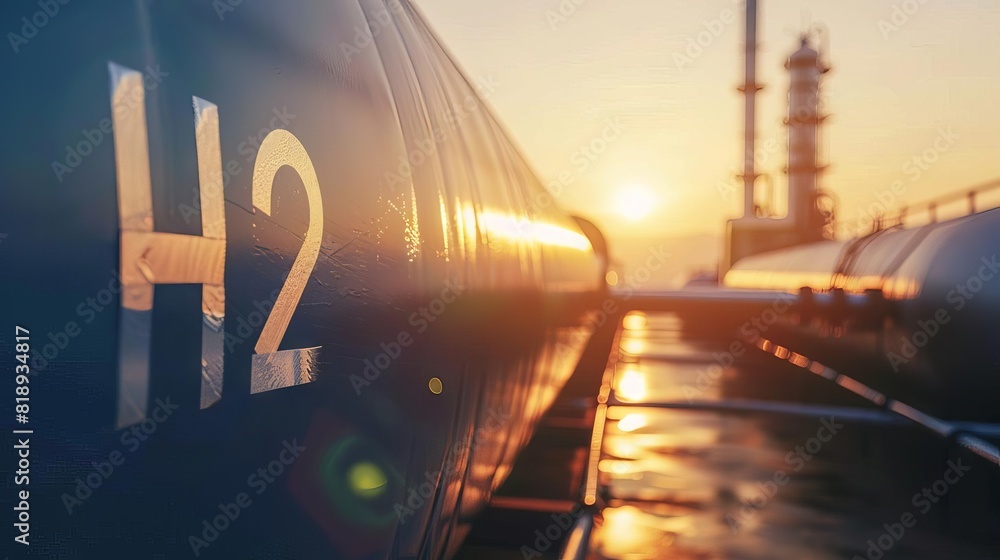 industrial hydrogen fuel storage tank with h2 symbol net zero emissions ...