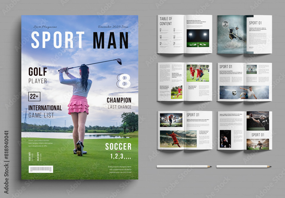Sport Magazine Layout Stock Template | Adobe Stock