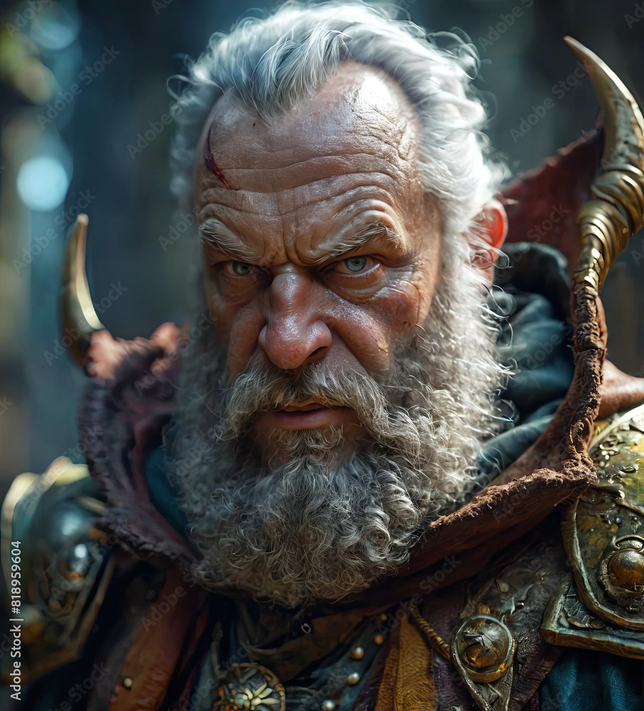 Vintage-Inspired Realistic Portrait of Illusion Wizard Dwarf Gen AI ...