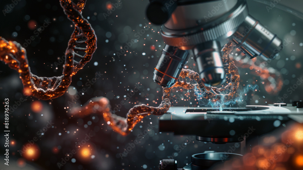DNA under the microscope showcasing a DNA strand with cellular ...