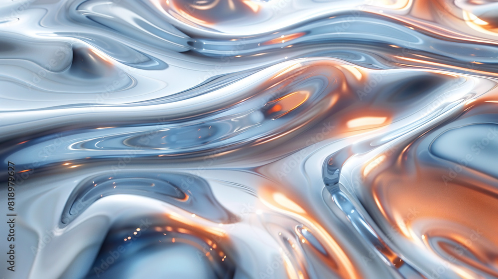 abstract background Gallium Liquid Falling on the orange light in the ...