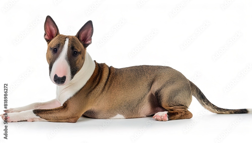 bull terrier dog - Canis lupus familiaris - has an egg shaped head when ...
