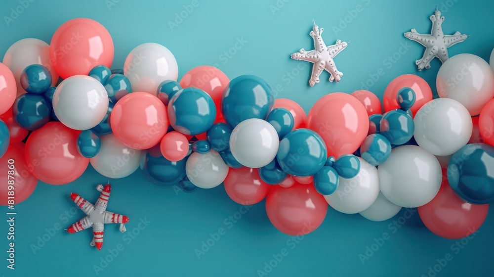 Coral and Teal Balloon Garland - Beautiful coral, teal, and white ...