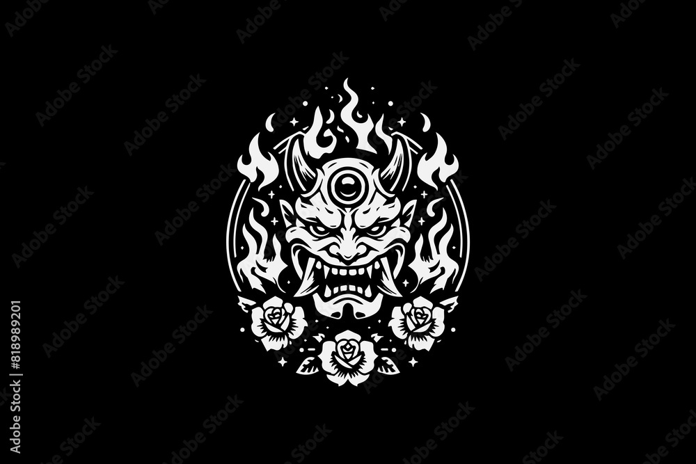 Monster oni mask vector design Stock Vector | Adobe Stock