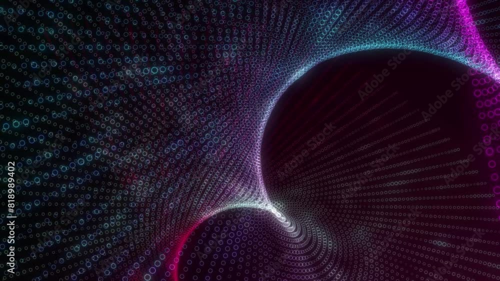 Abstract Digital Circle Particle Wave Animation. Digital Circle Dot Moving Computer Data ...