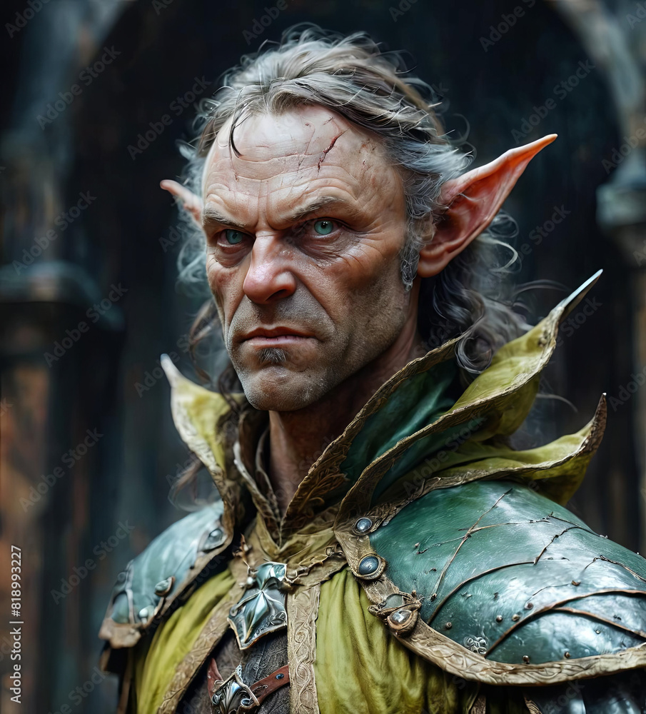 Vintage-Inspired Realistic Portrait of Smirking Elf Fighter Gen AI ...