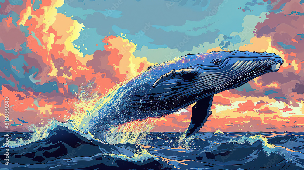 flying whale, comic style, drawn, illustration, whimsical, fantasy ...