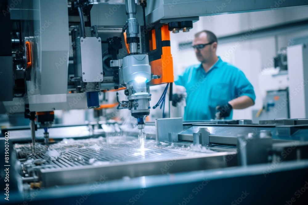 Metalworking CNC milling machine at work. The mold and die ...