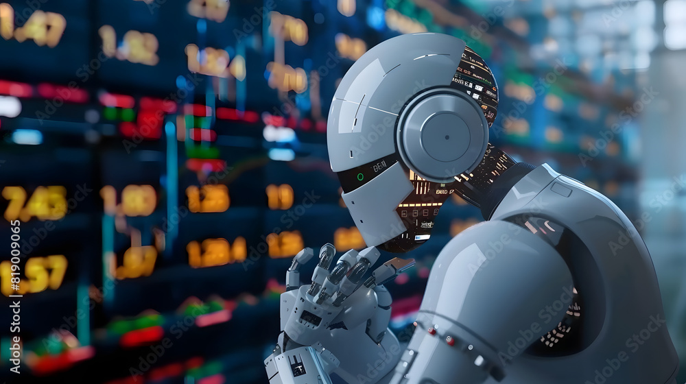 Ai trading bot analyzing stock market trends in real-time isolated on ...