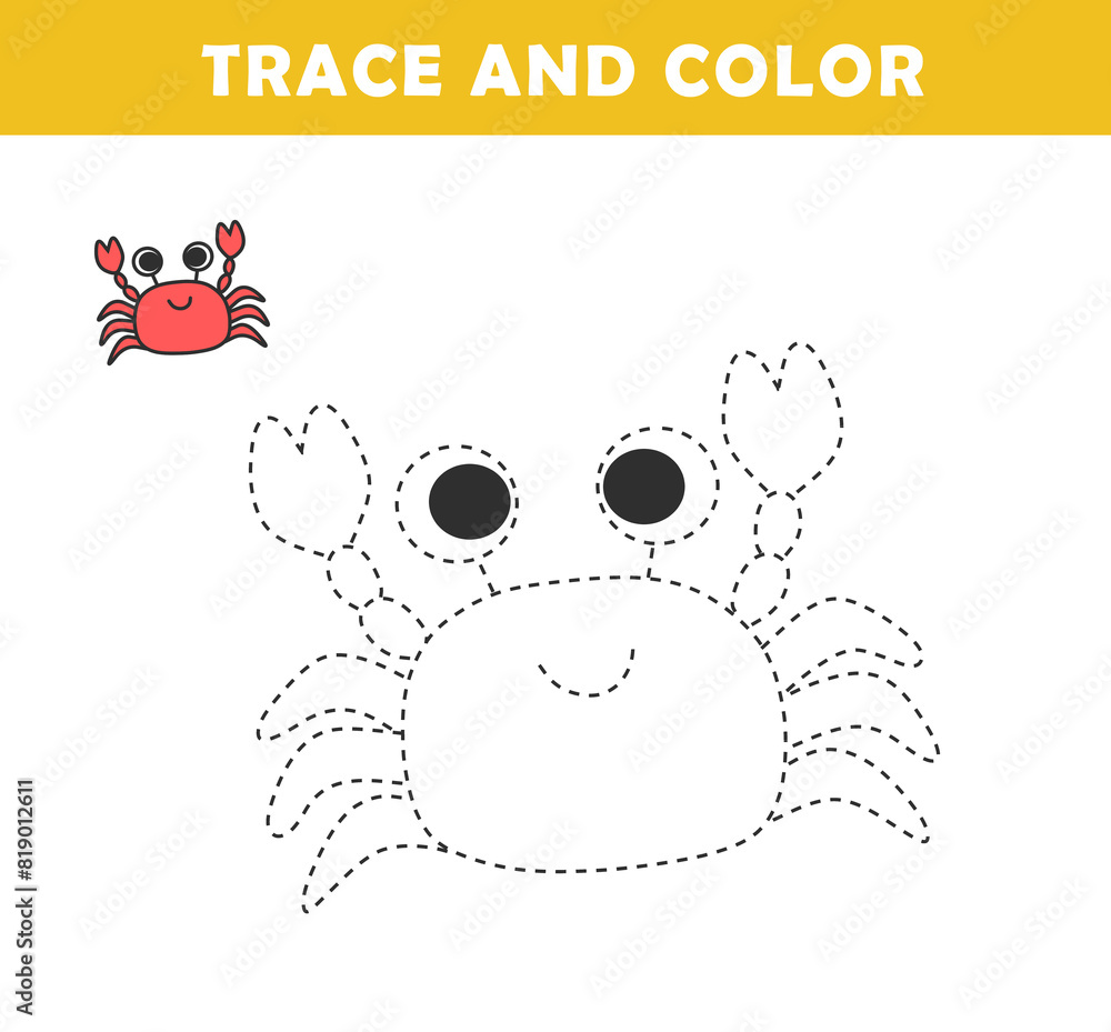 Summer trace and color for children. Handwriting practice. Coloring ...