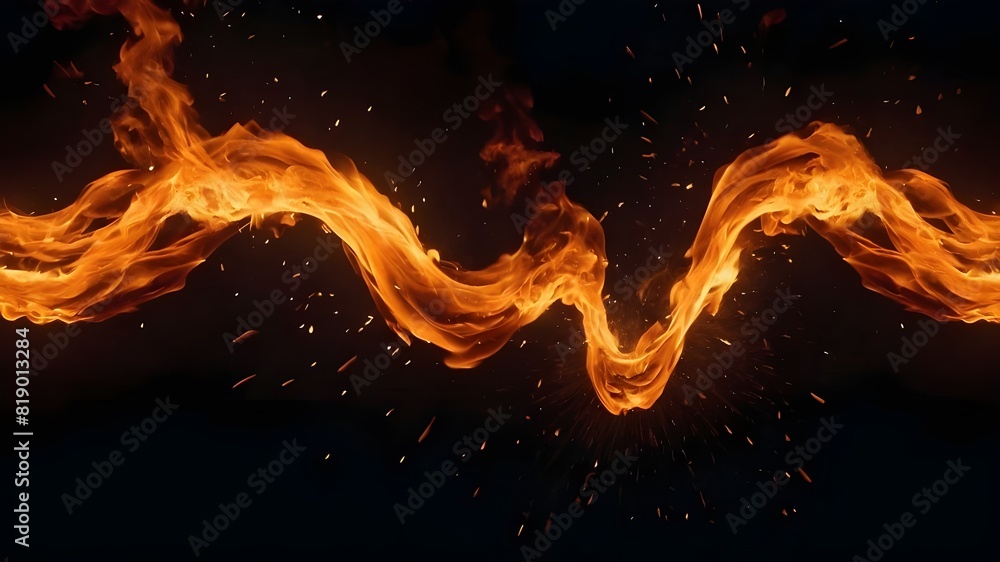 Experience the stunning dynamic animation of orange flames and red heat ...