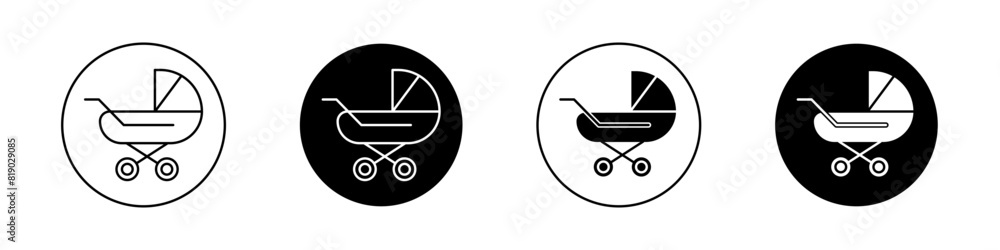 Baby carriage icon set. child buggy vector symbol. kid trolley sign ...