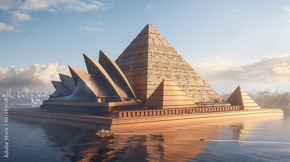 Cultural fusion: The Pyramids of Giza merged with the Sydney Opera ...