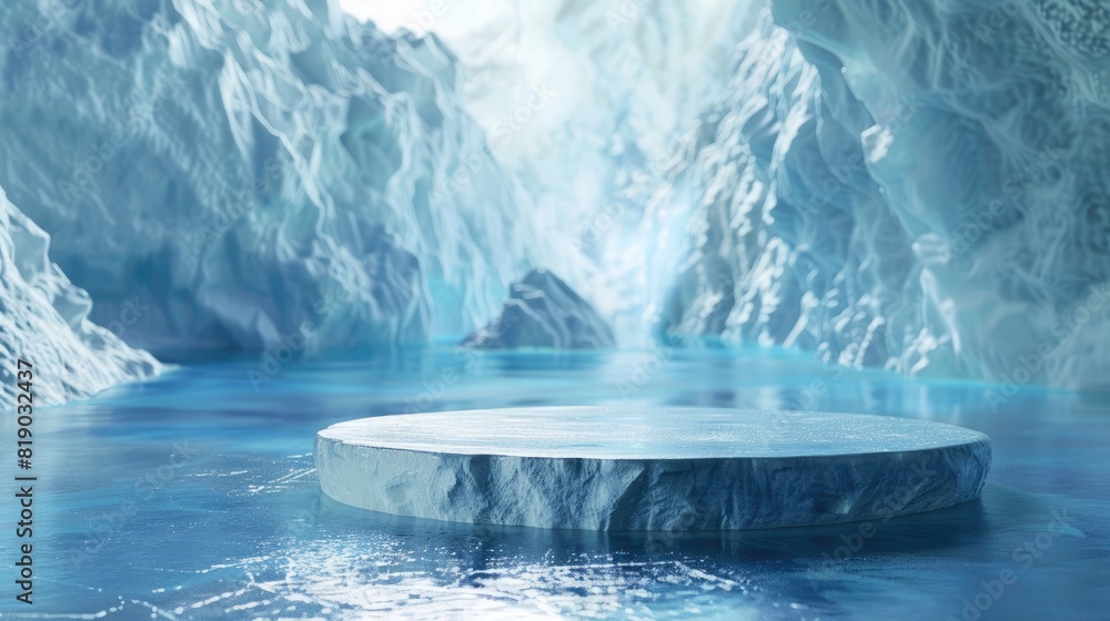 Ice background podium cold winter snow product platform floor frozen ...