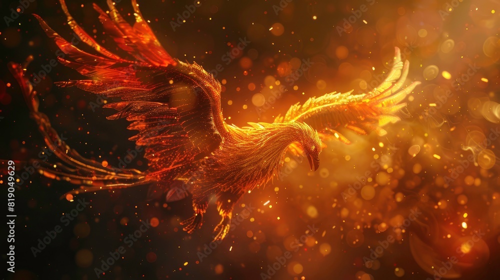 Phoenix bird fire fantasy firebird abstract magic 3D eagle animal ...