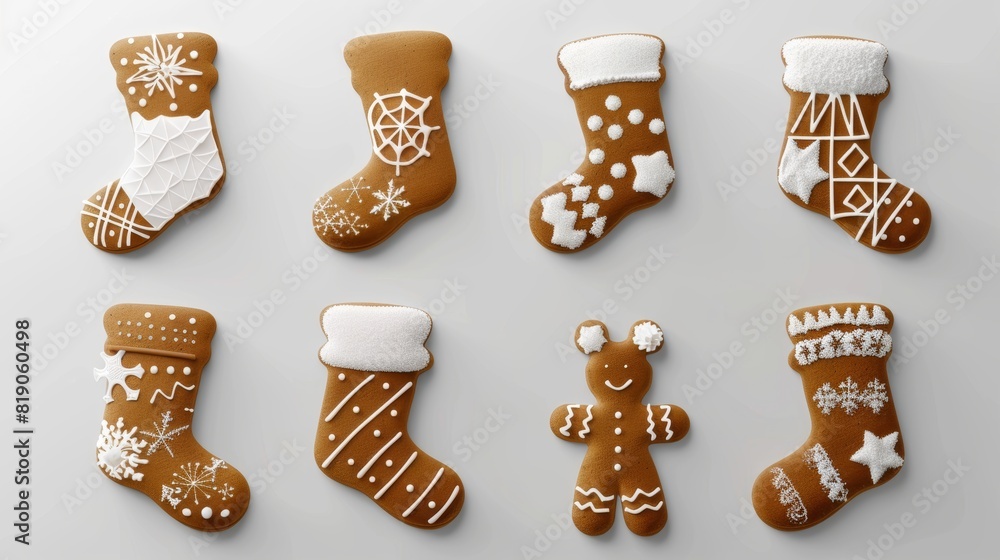 Gingerbread christmas stocking sock cookie biscuit on transparent ...