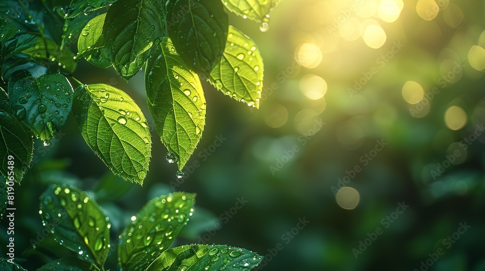 Nature Background Shiny leaves reflecting light with a soft background ...