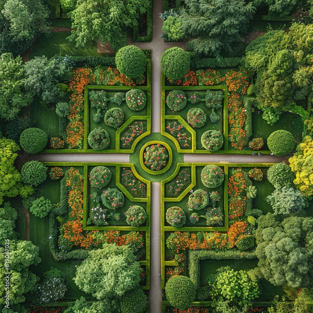 Aerial drone bird's eye view photo of famous Regent's Royal Park unique ...