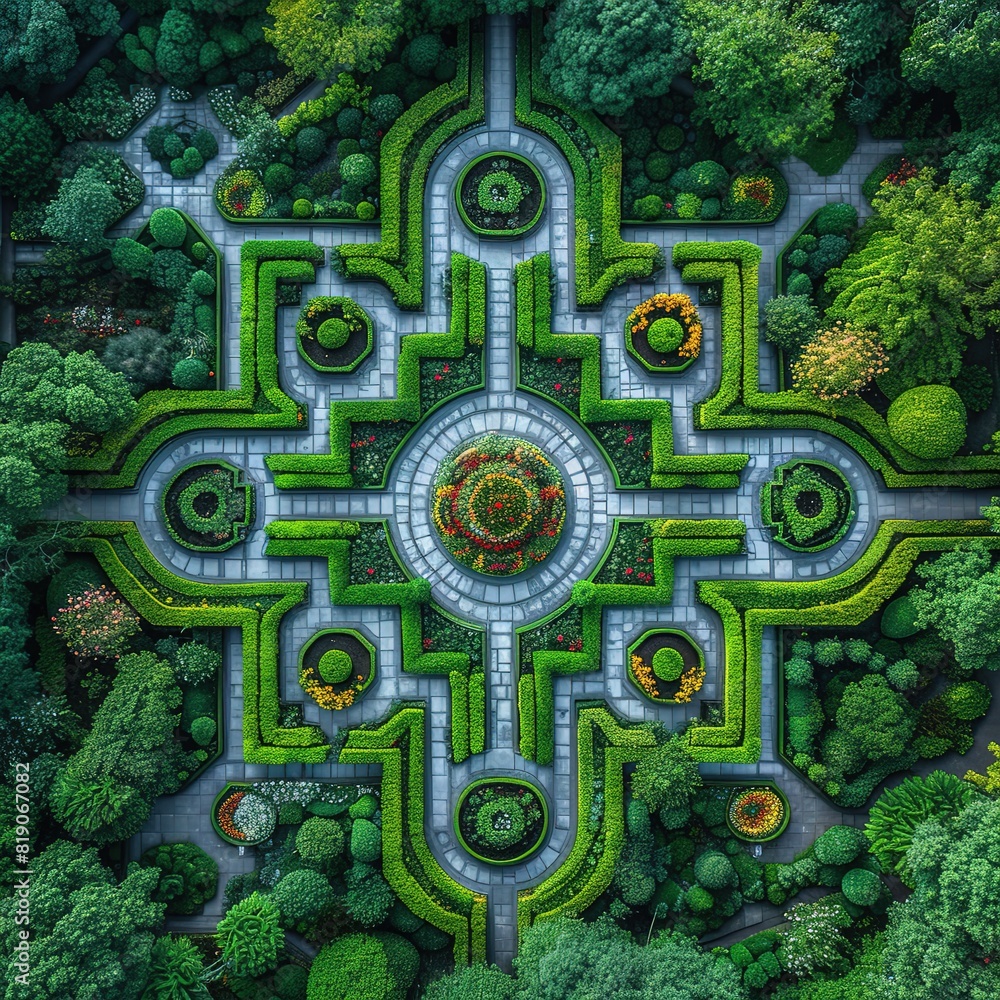 Aerial drone bird's eye view photo of famous Regent's Royal Park unique ...