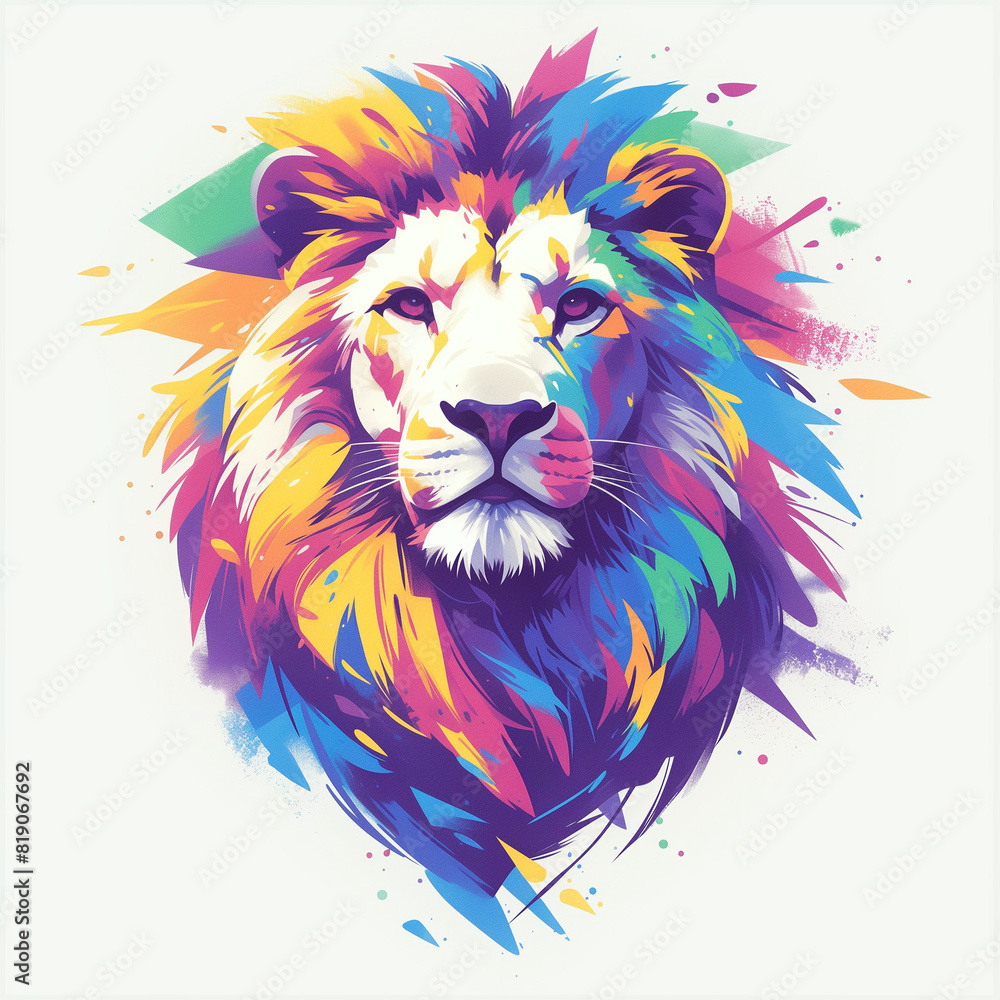 Lion illustration badge for t-shirt design. Animal lion concept poster ...
