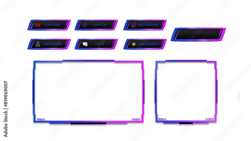 Social Media Kit And Webcam Blue and Purple Gothic Emo Theme Overlay ...