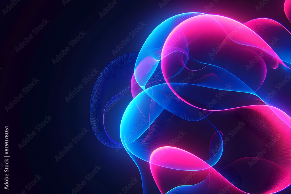 Abstract neon lights with blue and pink glowing shapes. Unique artwork ...