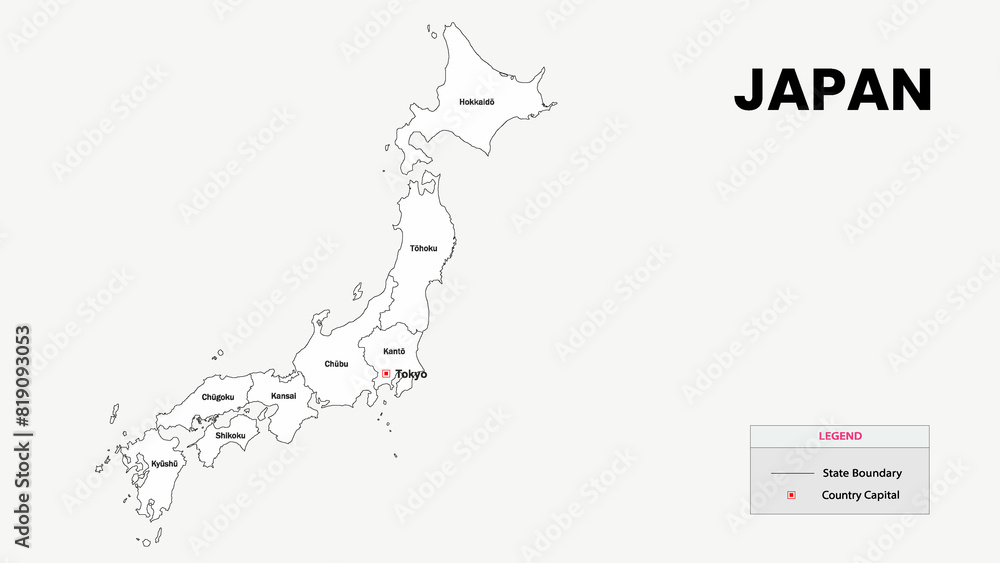 Japan Map. State and district map of Japan. Administrative map of Japan ...