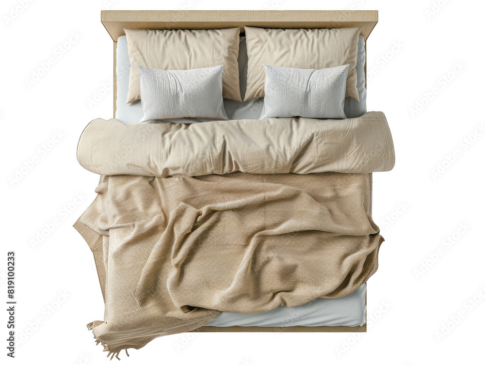 bed top view cut out transparent isolated on white background PNG file ...