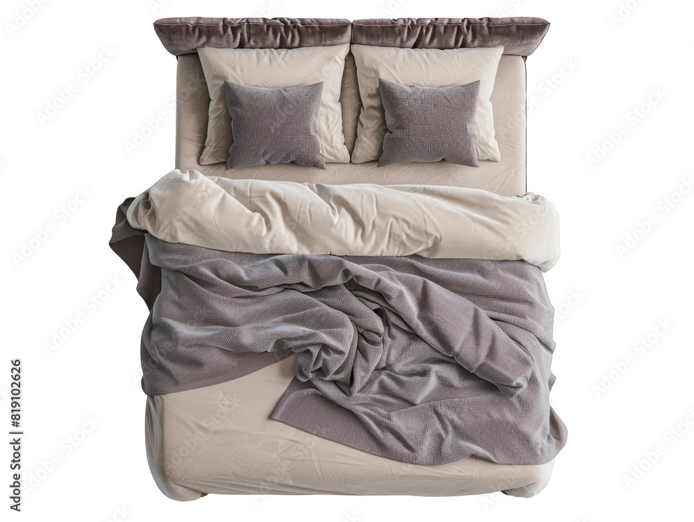 bed top view cut out transparent isolated on white background PNG file ...