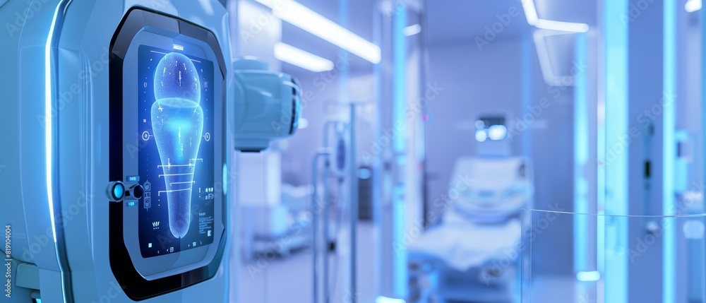 Close up of a biometric scanning booth that detects early signs of ...