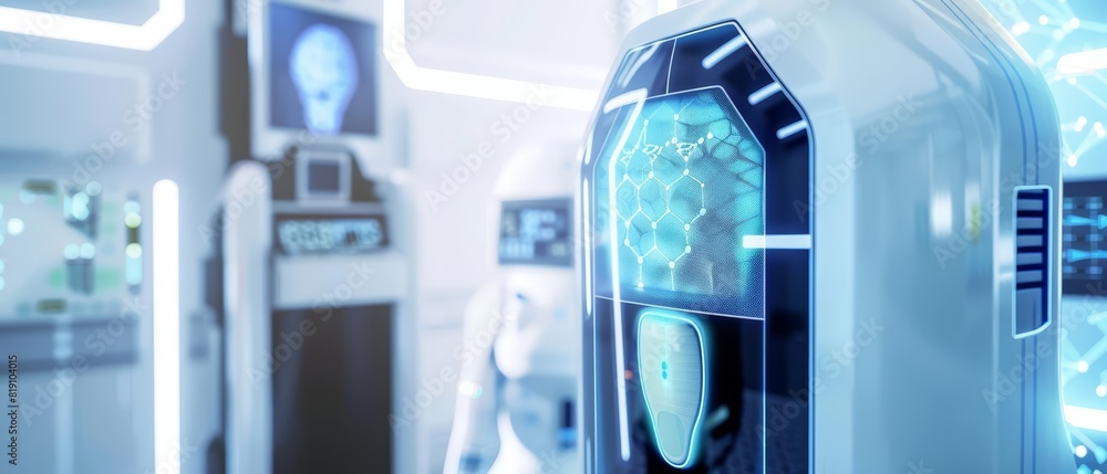 Close up of a biometric scanning booth that detects early signs of ...