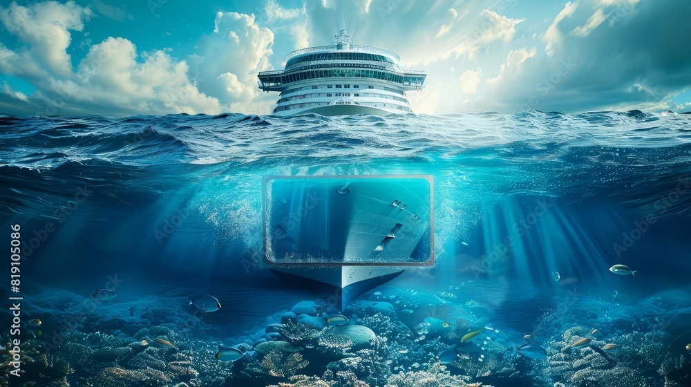 Close up of a cruise ship boarding pass, featuring a live aquatic ...