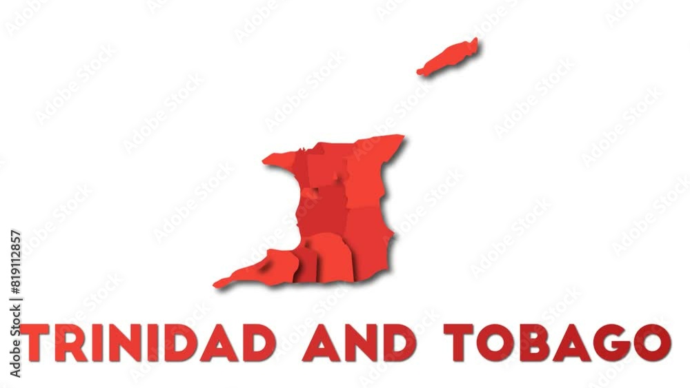 Trinidad and Tobago map showing regions. Animated country map with ...