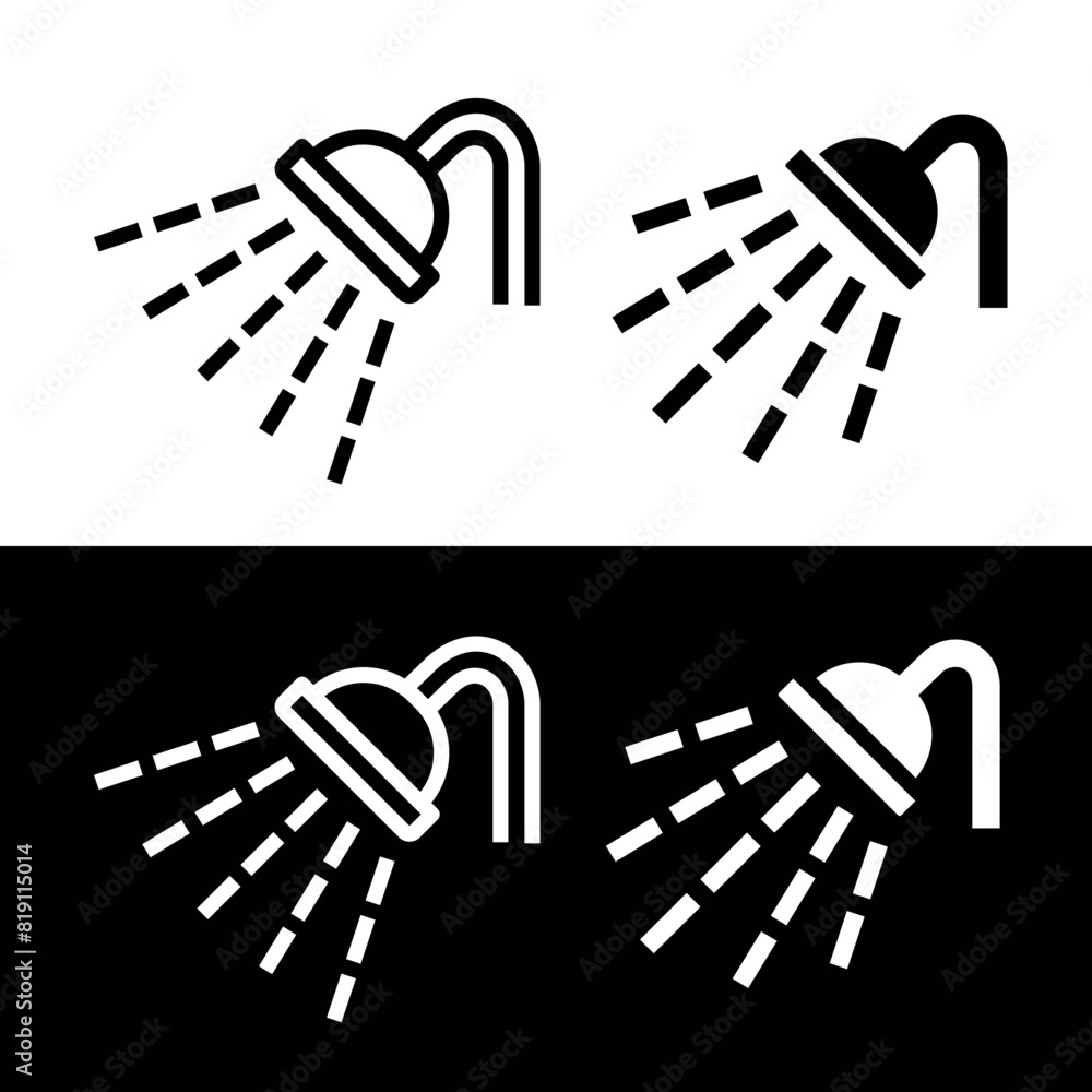 Shower icon. Designation of a shower stall on the beach. Shower head ...