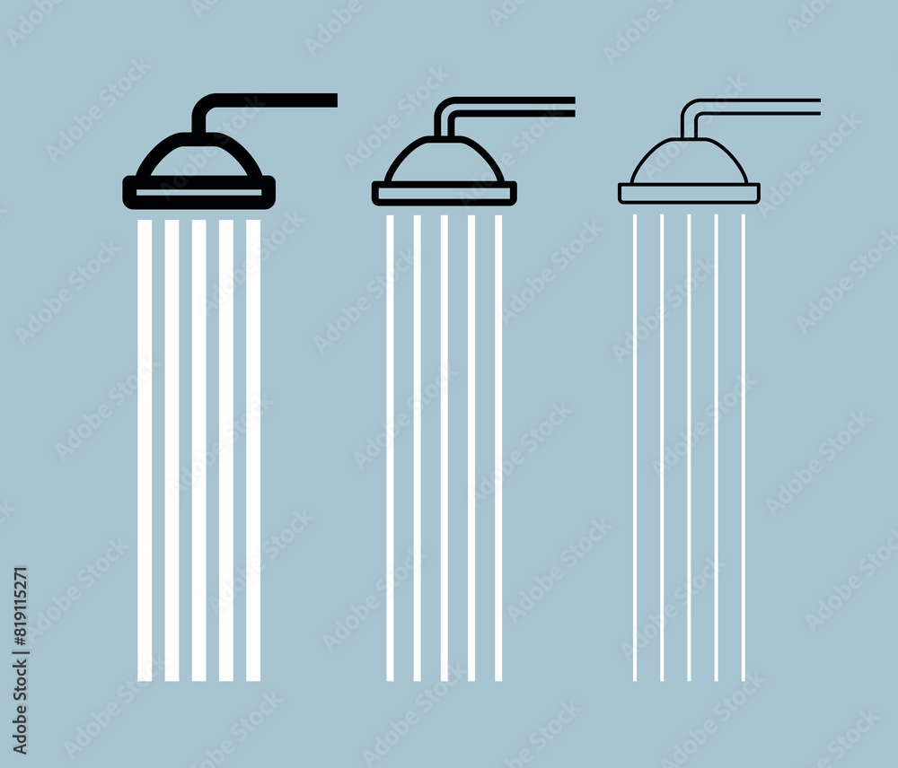 Shower icon. Designation of a shower stall on the beach. Shower head ...