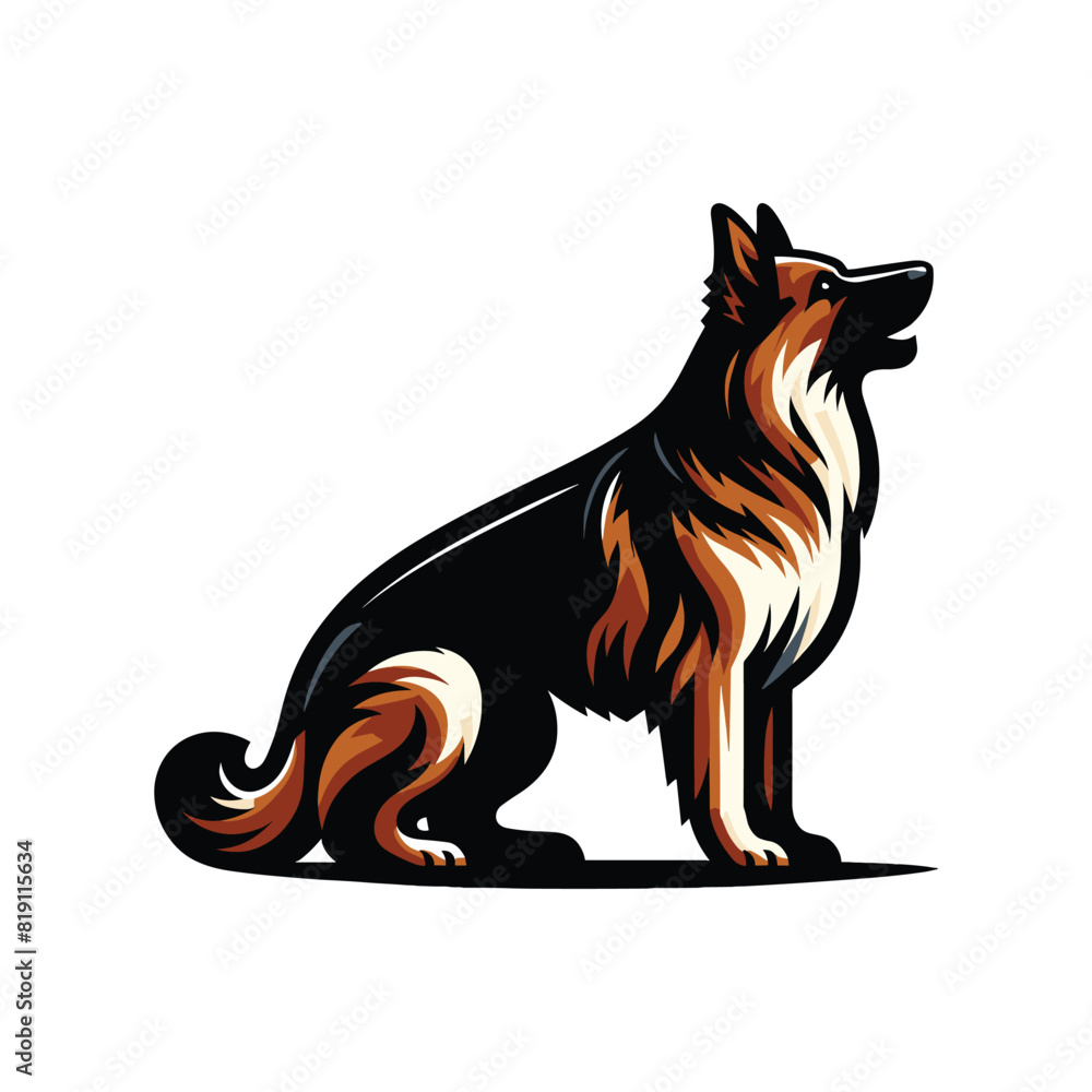 German shepherd dog breed realistic color vector illustration from the ...